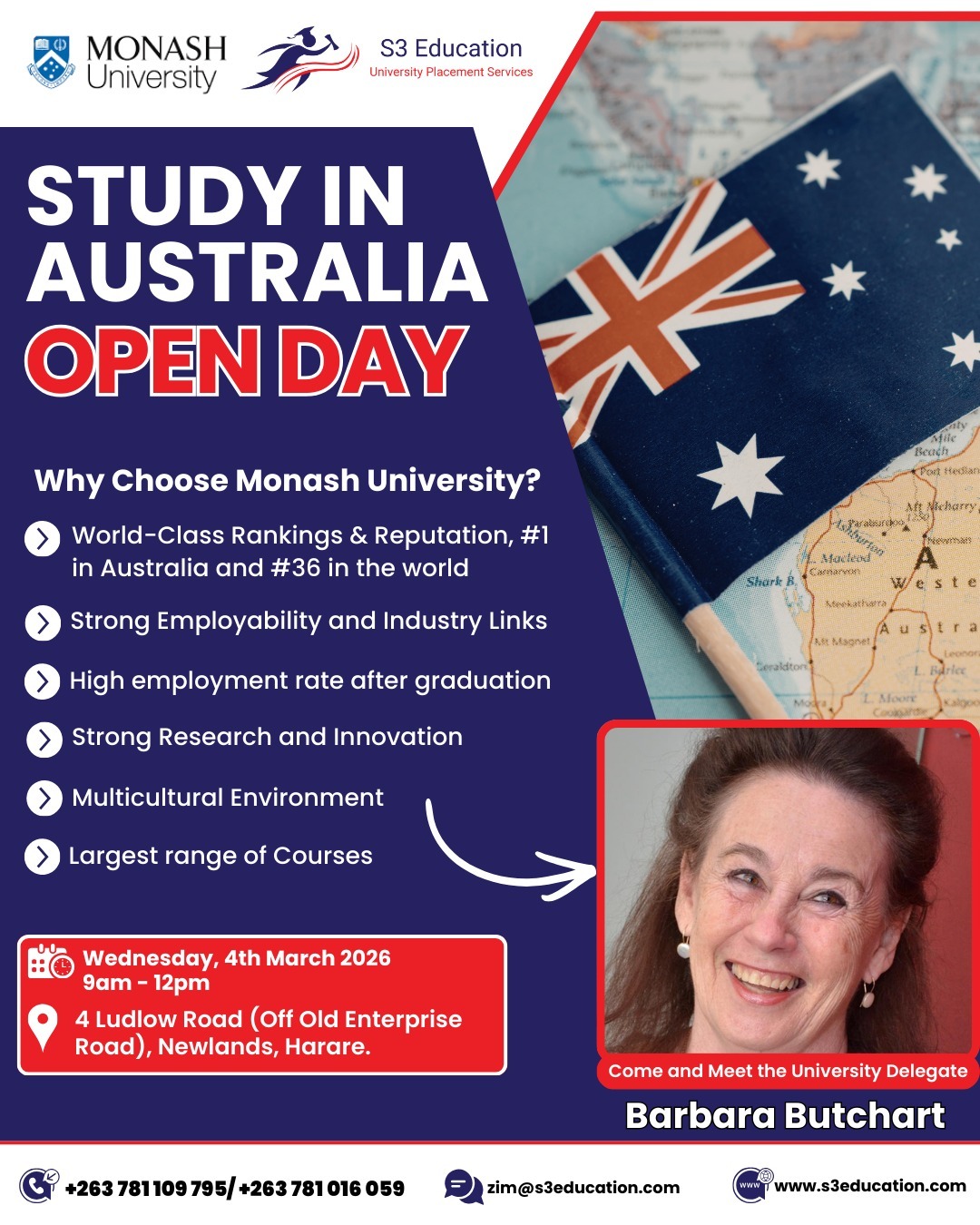 Study in Australia – Monash University Open Day | Harare | Wednesday, 4 ...